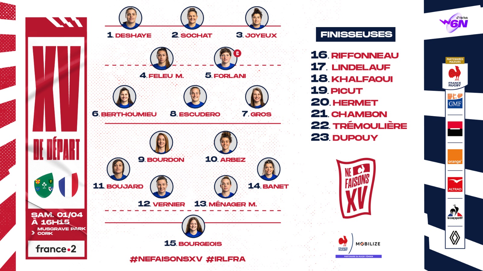 Tournoi des Six Nations 2023 : La composition du XV de France pour affronter l’Irlande